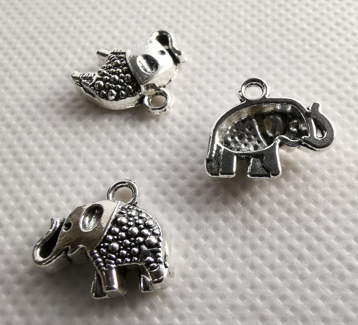 50 pcs Elephant Charms Pendants Antique Silver Lucky | Etsy