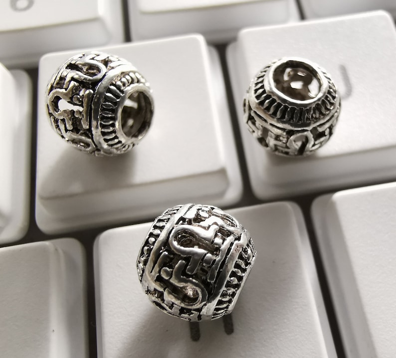 20pcs Antique Silver Large Hole Spacer Beads, Metal Spacer Beads ...