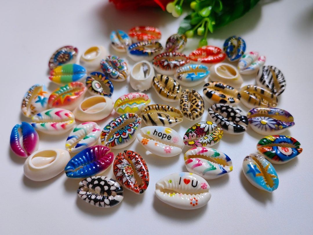 Mixed Painted Cowrie Shell Beads, Rainbow Shells Beads, Sea Shell ...