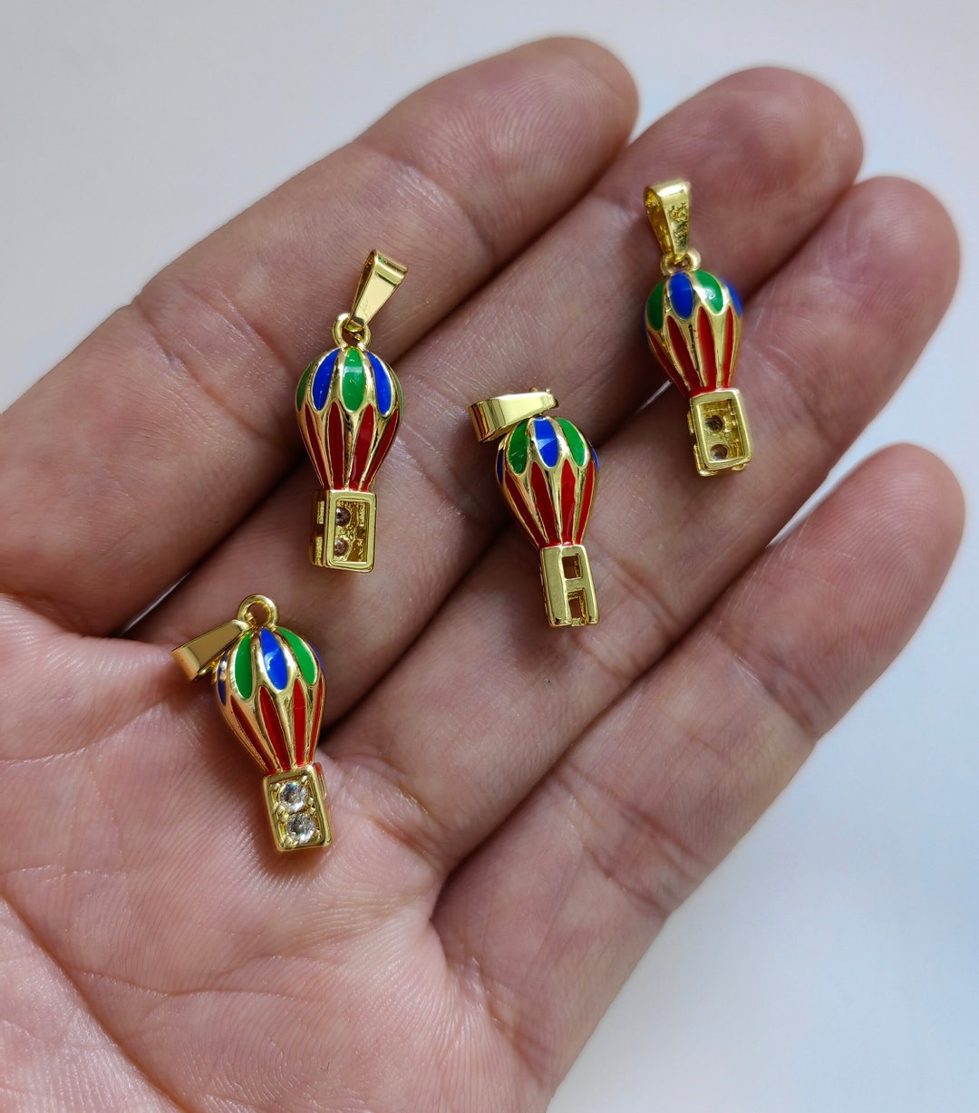 8x20mm Enamel Hot Air Balloon Charms, Multicolor Fire Balloon Charms ...