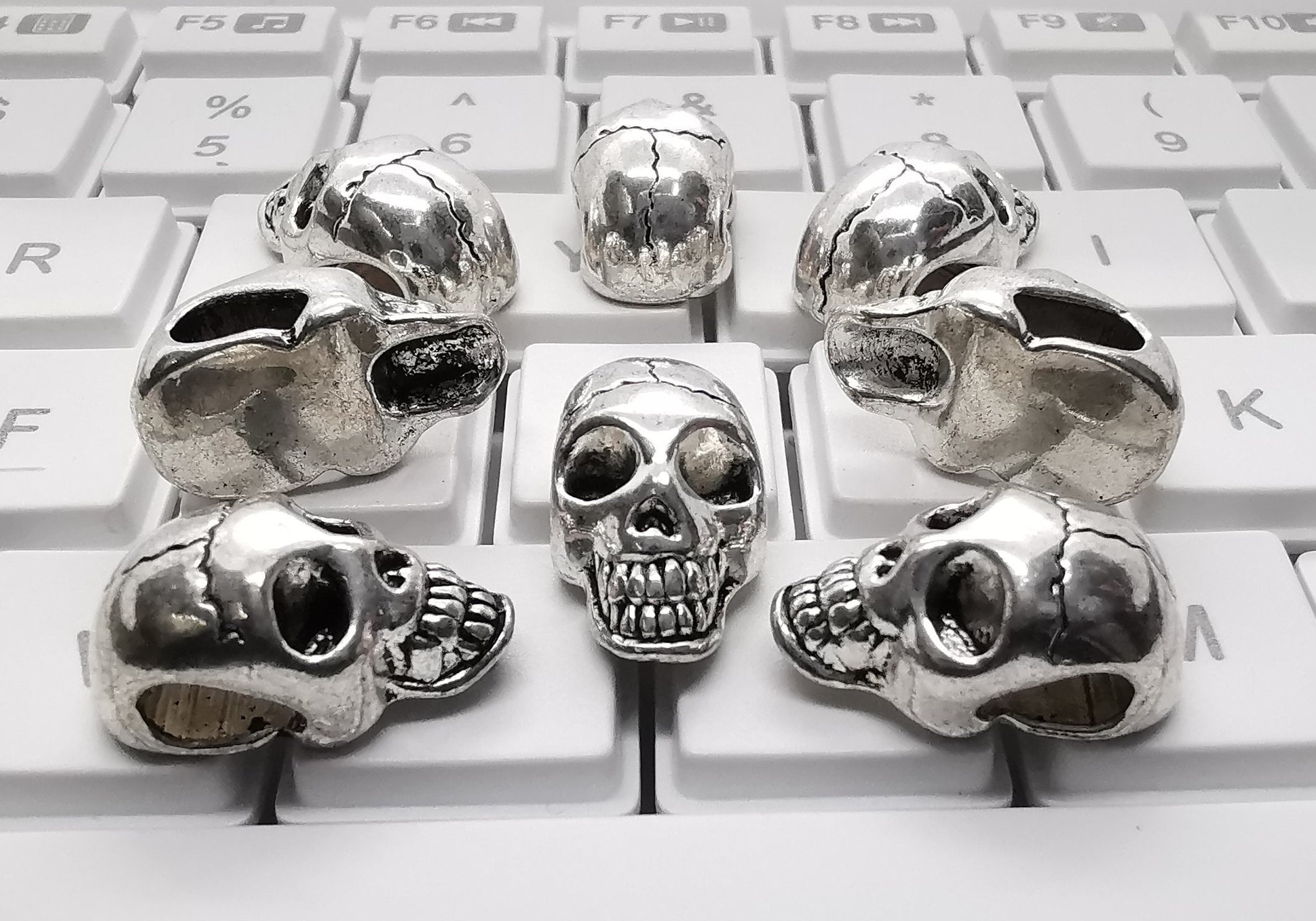15 Pcs Antique Silver Skull Beads, 12x21 Mm Skull Head Beads, Gothic ...