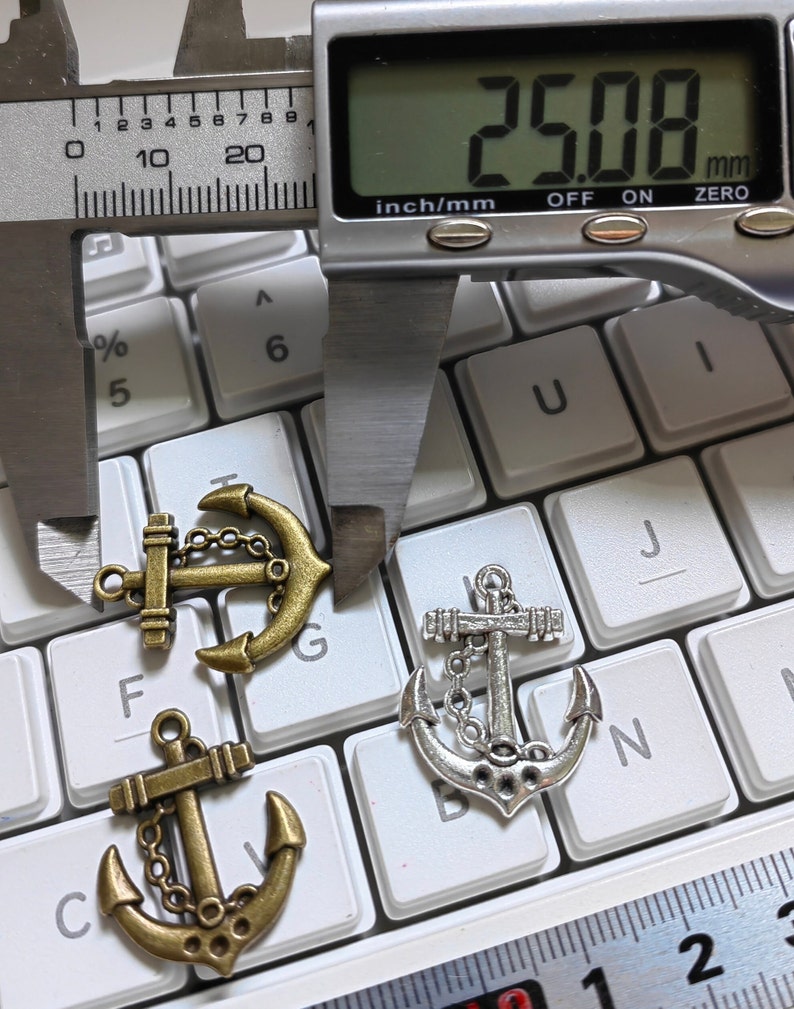 20 Pcs Double Sided Metal Anchor Charms, 20x25mm Antique Silver ...