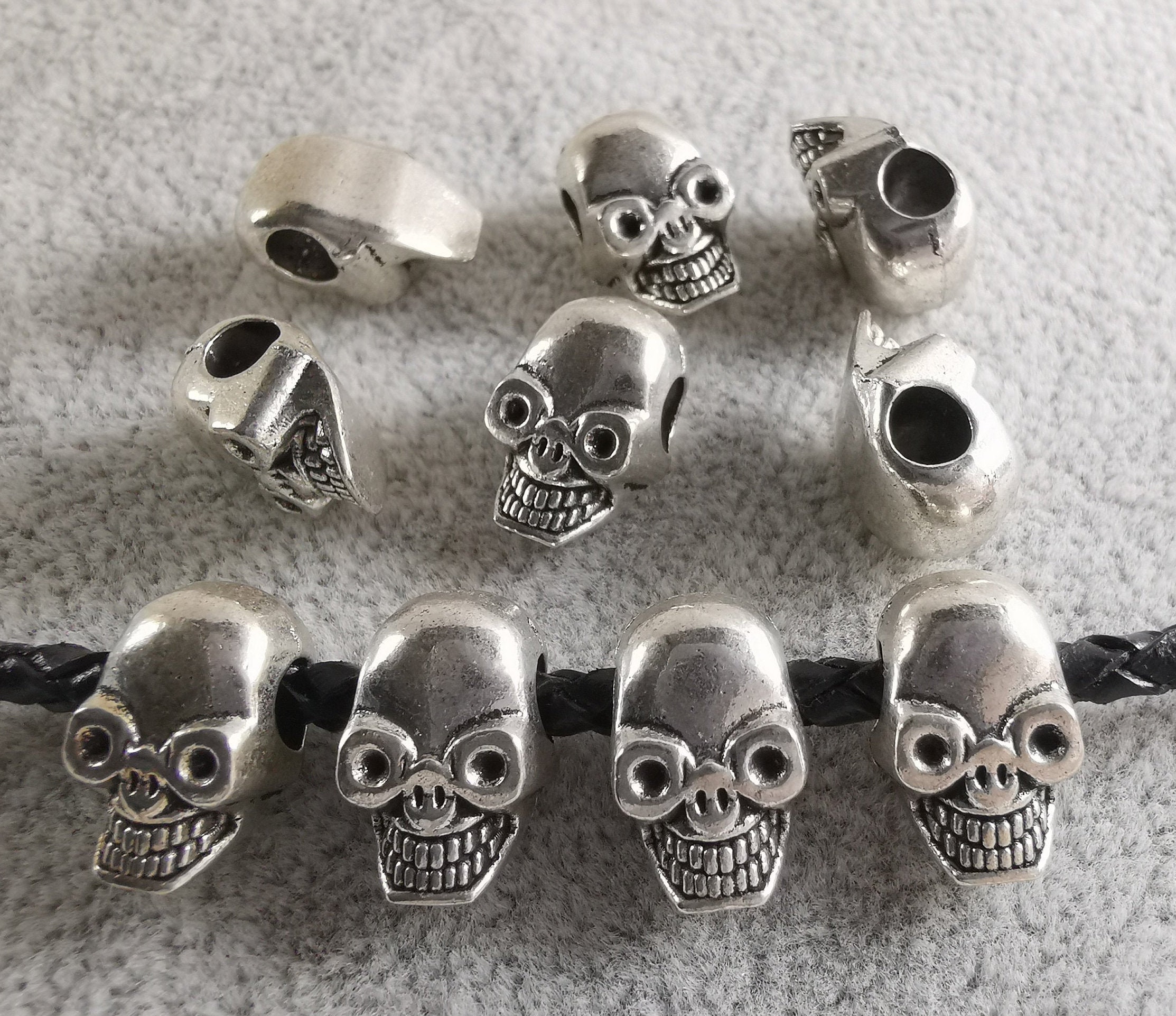 20 pcs Antique Silver Skull Beads 10x15 mm Skull Head Beads | Etsy