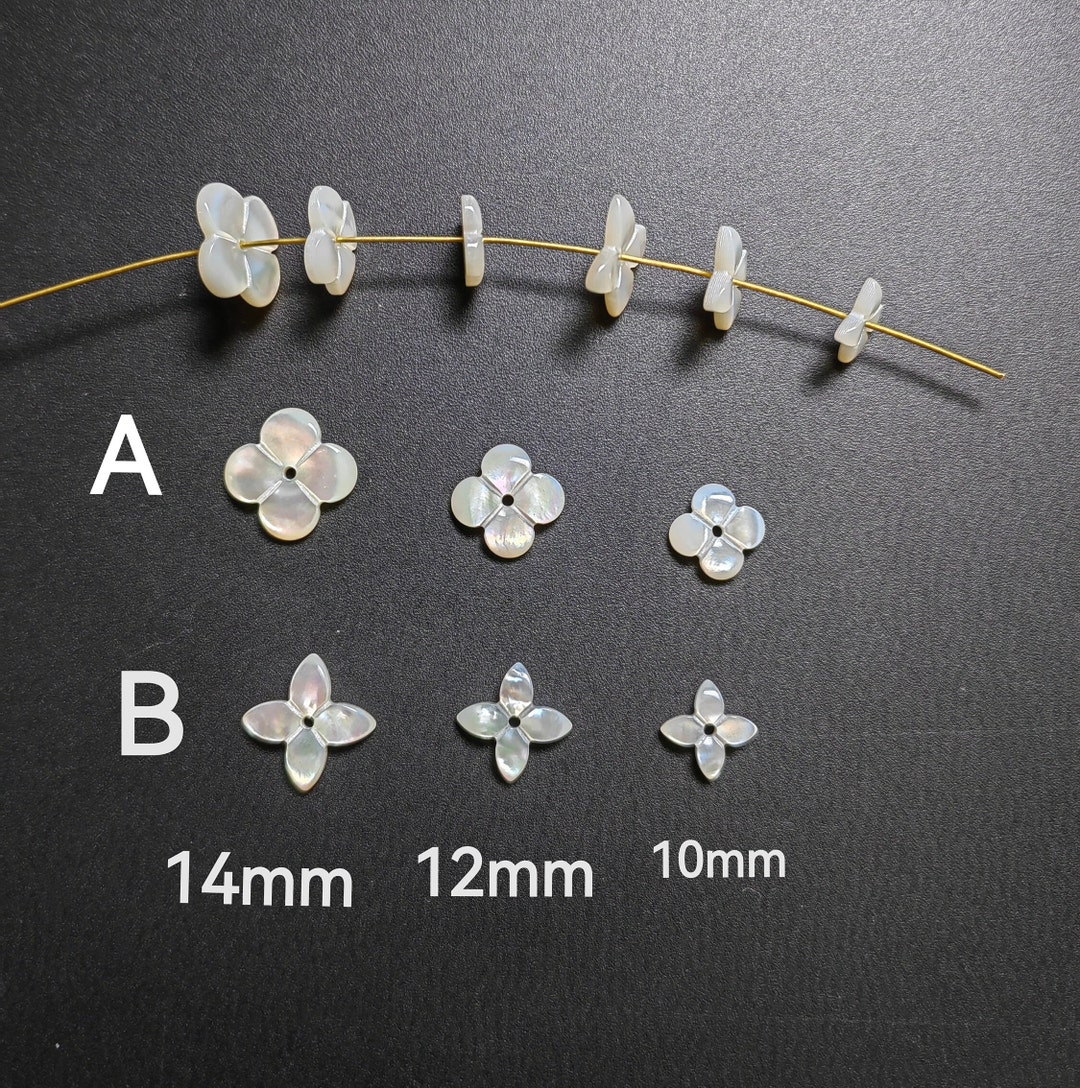 Natural White Mother of Pearl Four Leaf Clover Beads, Carved MOP Clover ...