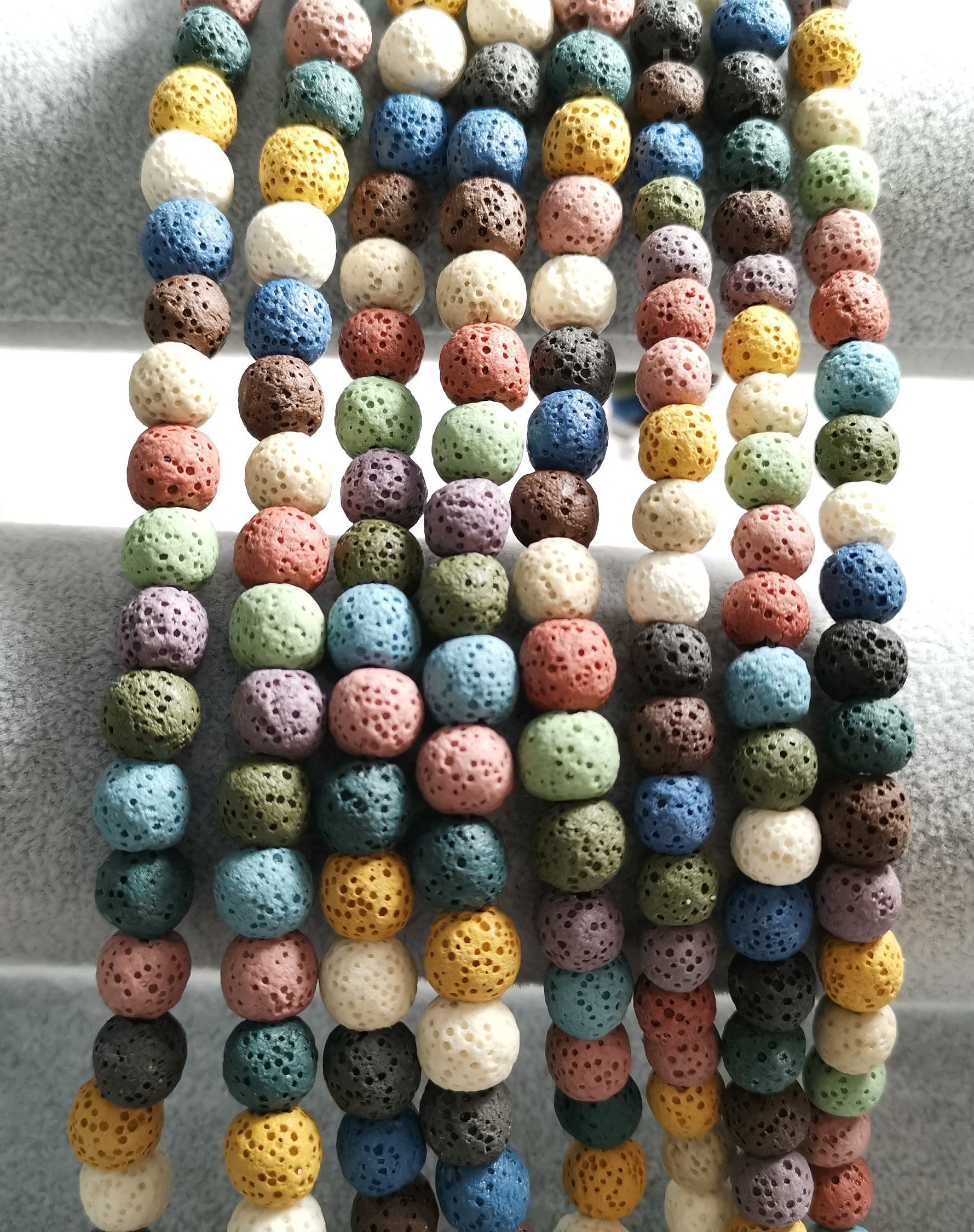 1 Full Strand Multicolor Round Lava Beads, Volcano Lava Spacer Beads ...