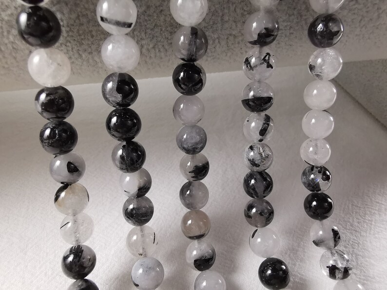 1 Full Strand Smooth Black Rutilated Quartz Beads Gemstone - Etsy