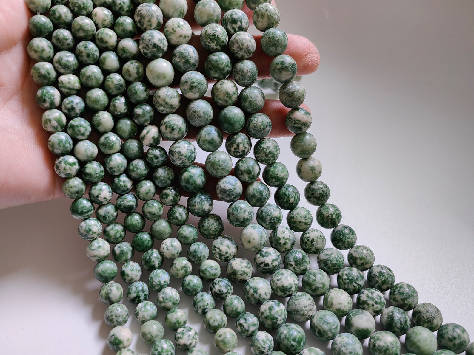 Smooth Green Spot Jasper Beads, Spotted Beads, 8mm 10mm Gemstone Round ...