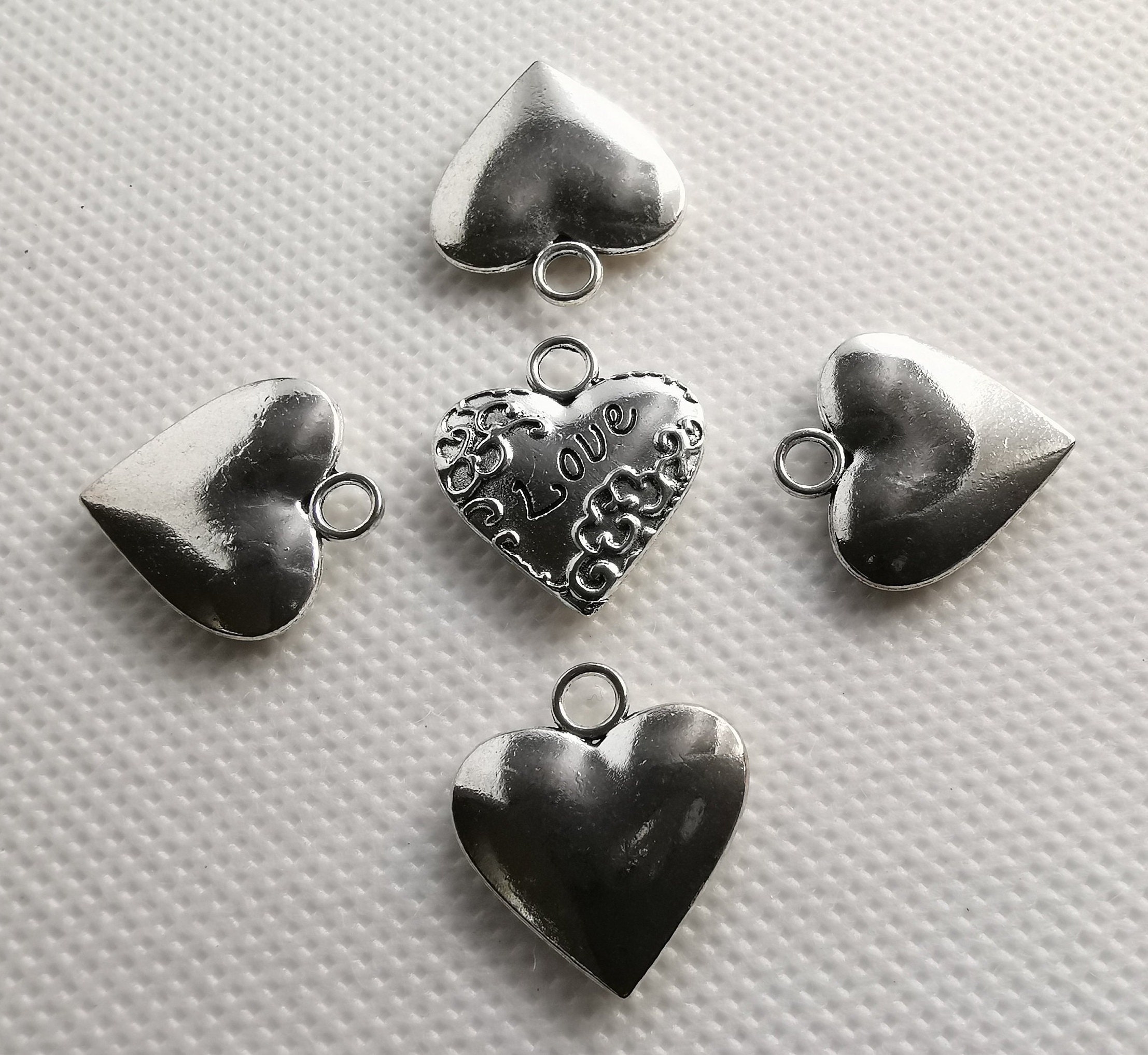 30pcs Heart-shaped Love Charms quote Charms antique Silver - Etsy