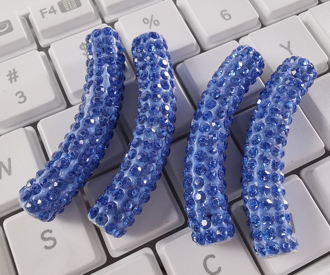 2 / 5pcs Blue Rhinestone Curved Tube Connector, 9x46mm Curved Tube ...