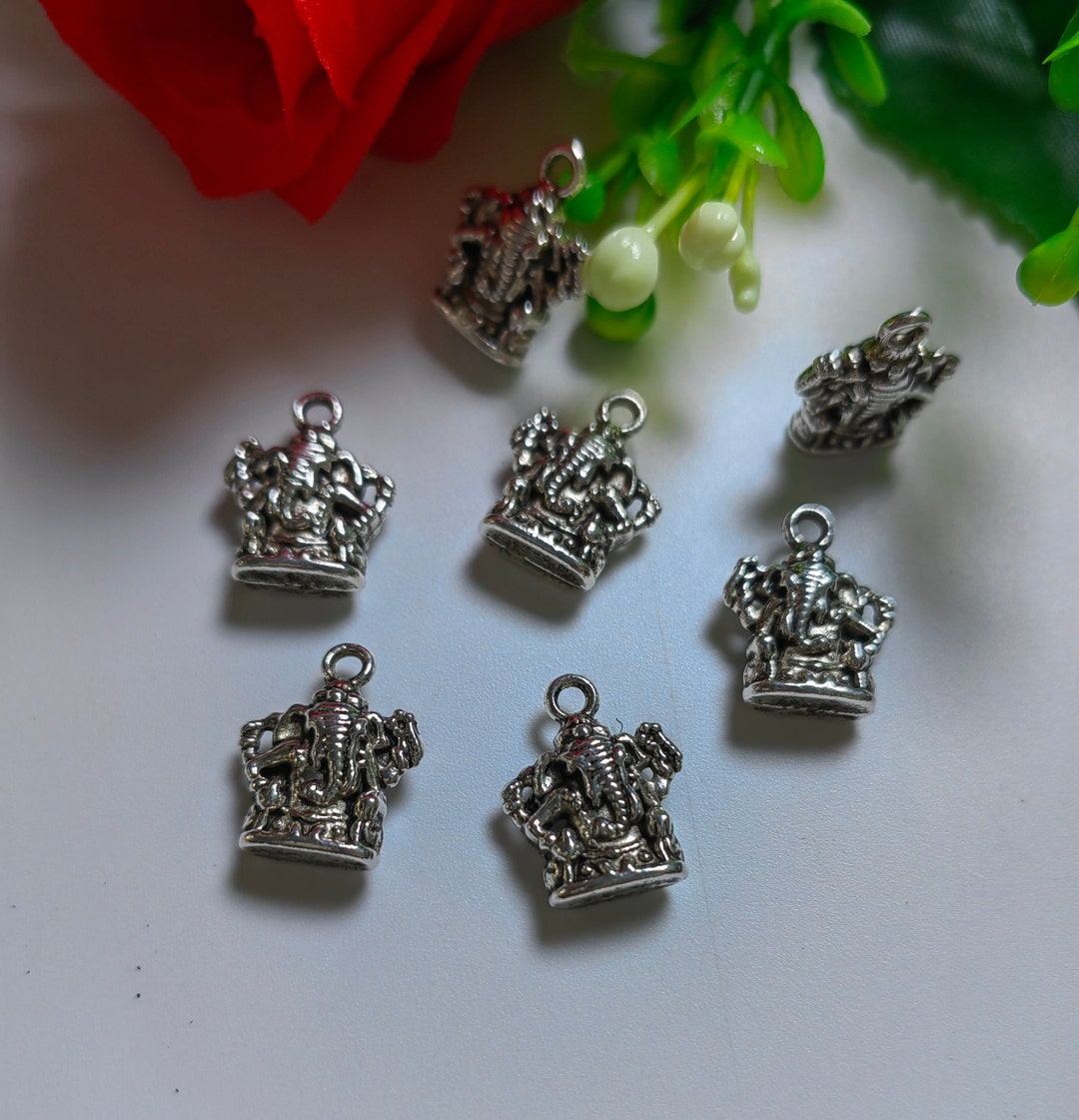 30pcs Double Sided Ganesha Charms, Antique Silver Tone Hindu God of ...