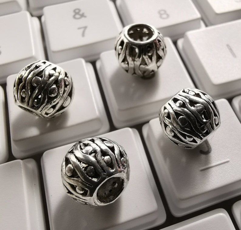 20pcs Antique Silver Large Hole Spacer Beads 10x9 Mm Metal - Etsy