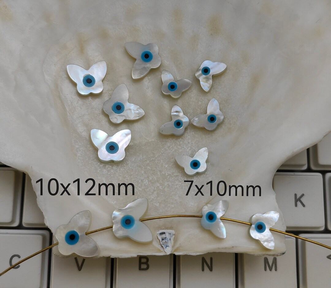 Double Sided Mother of Pearl Eye Butterfly Beads, 7x10mm 10x12mm MOP ...