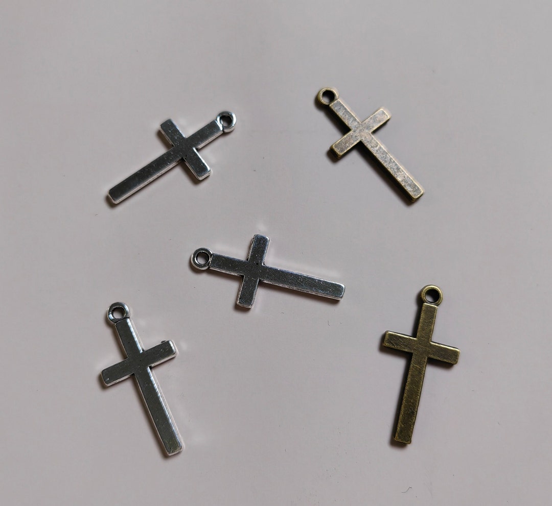 50pcs Double Sided Cross Charms, 12x26 Mm Metal Cross Charms, Christian ...