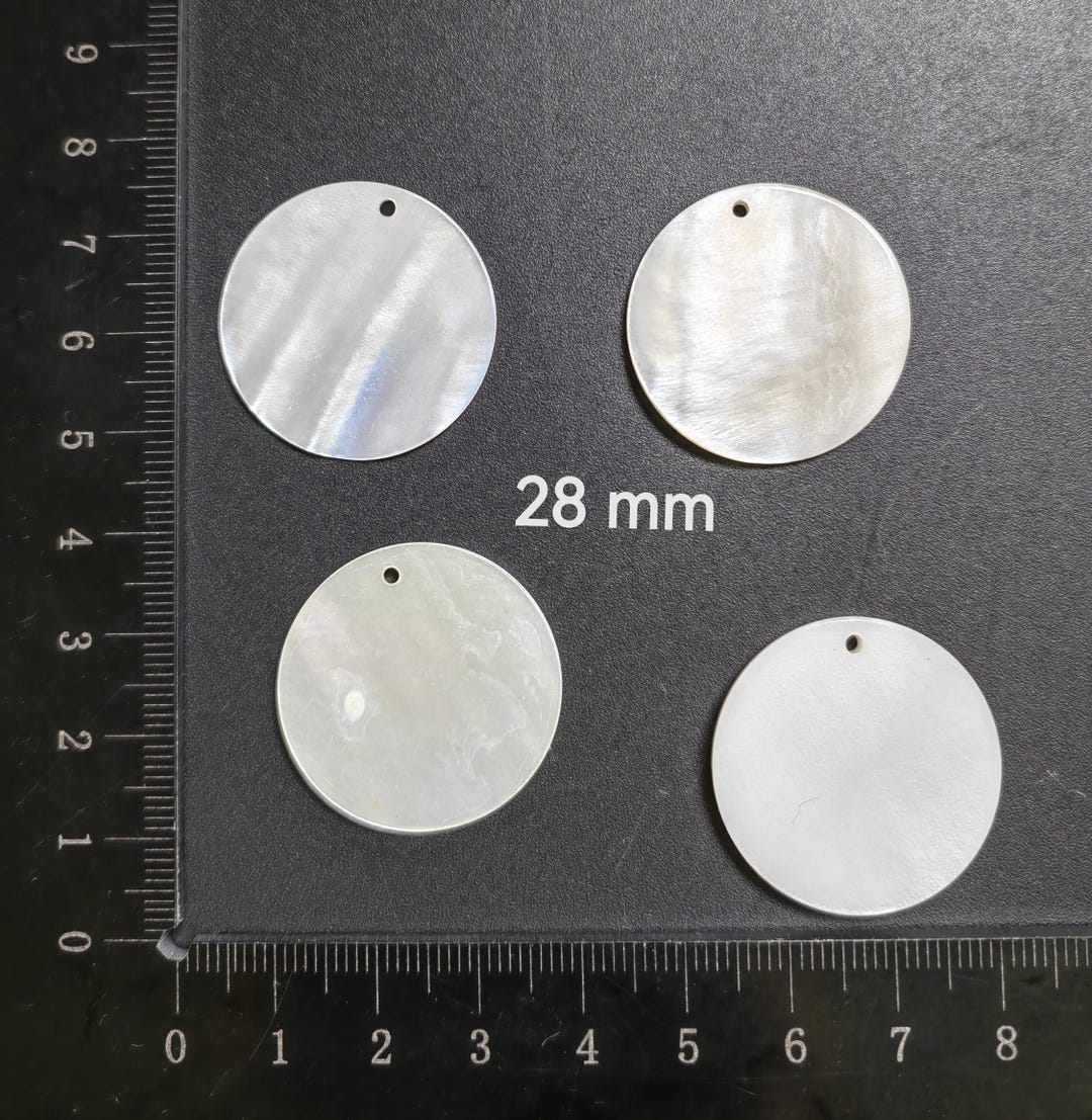 Natural White Mother of Pearl Round Charms, 28mm MOP Round Disc Charms ...