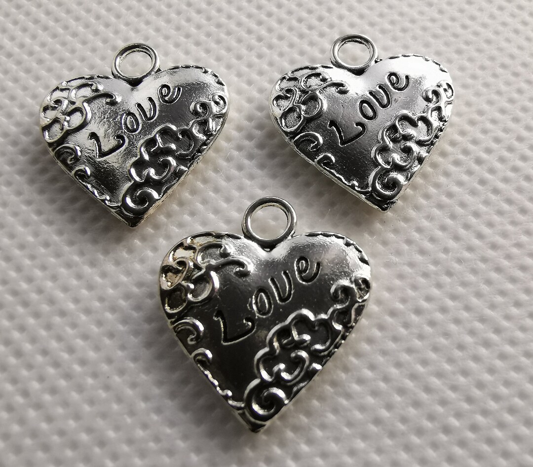30pcs Heart-shaped Love Charms ,quote Charms ,antique Silver Love ...