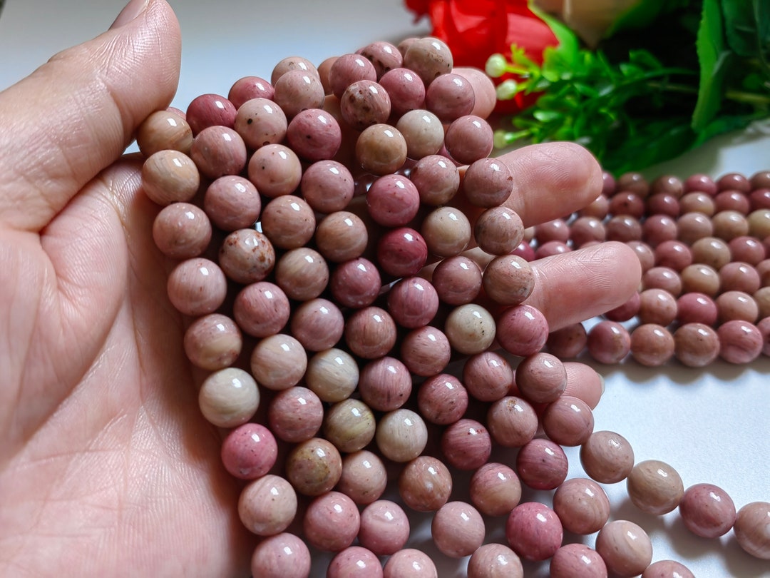 1 Full Strand Smooth Petrified Rhodonite Round Beads, 6 - 10 Mm Wood ...
