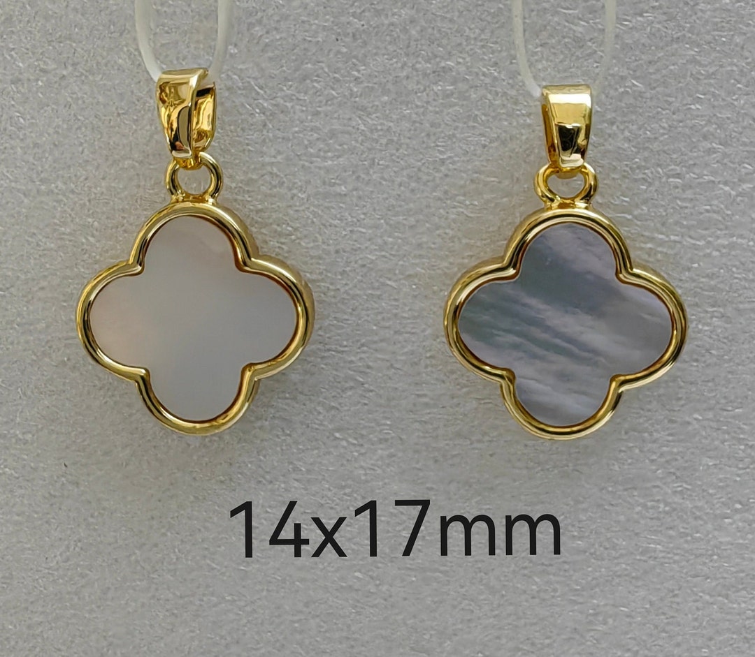2-50pcs Mother of Pearl Four Leaf Clover Charms, 14x17mm Gold Silver ...