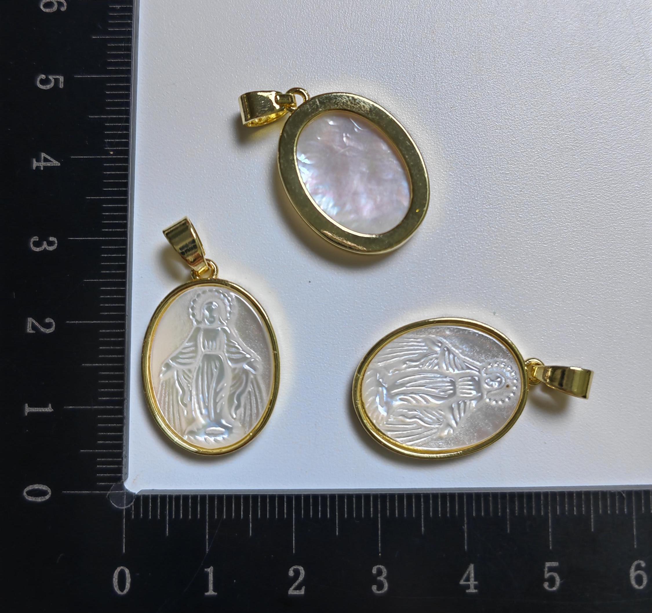 Mother of Pearl Virgin Mary Cameo Pendant, 17x25 Mm Carving Jess Mary ...