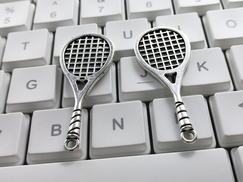 20 Pcs Double Sided Antique Silver Tennis Racket Charms Large - Etsy