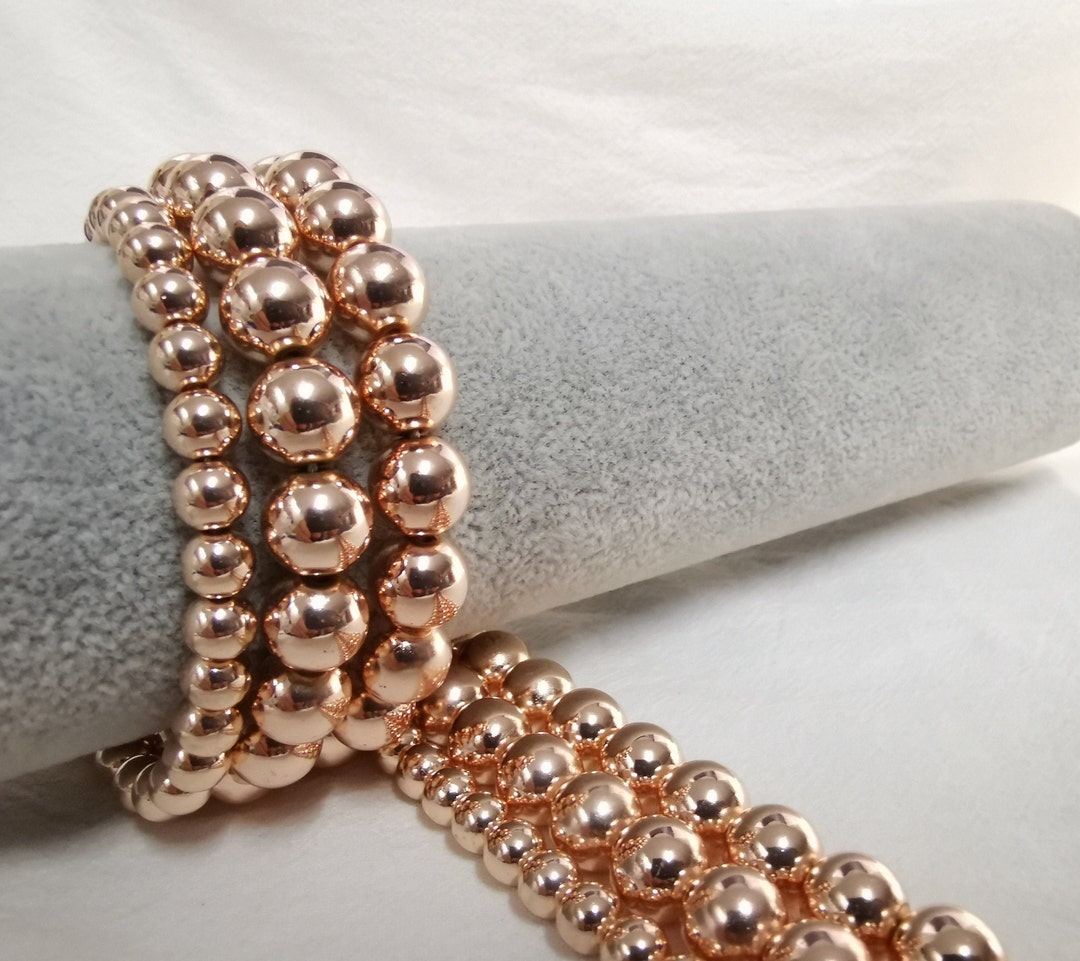 1 Full Strand Smooth Rose Gold Hematite Beads, Hematite Strand Beads ...