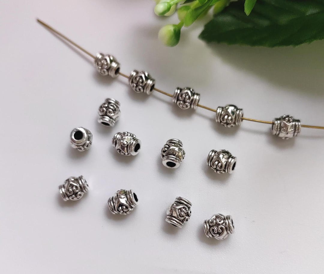 6x7mm Barrel -shaped Space Beads, Antique Silver Metal Beads ,hole 2mm ...