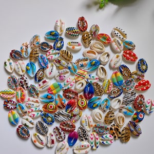 Mixed Painted Cowrie Shell Beads, Rainbow Shells Beads, Sea Shell ...