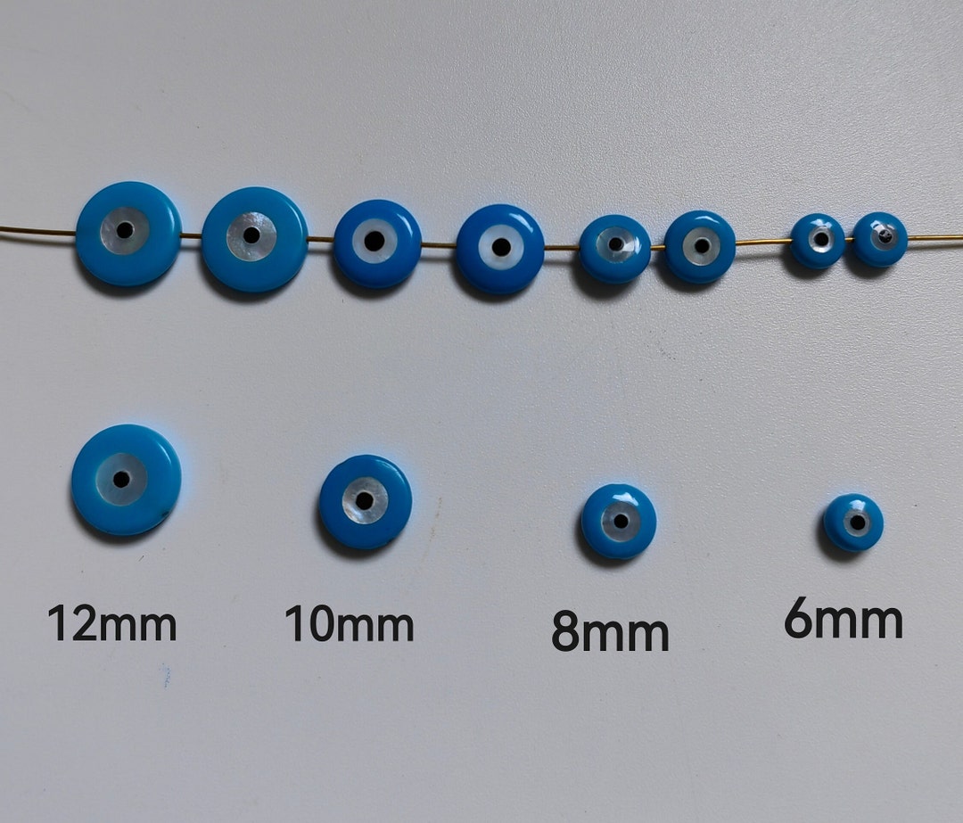 Mother of Pearl Evil Eye Beads, Double Sided Pearl Eye Beads, 5 - 12mm ...