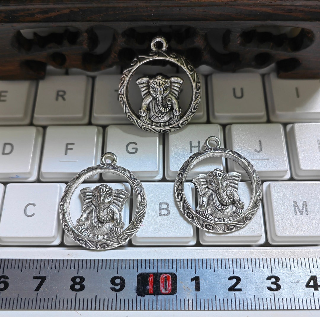 15 Pcs Antique Silver Ganesha Charm Pendants, 24x28mm Tone Hindu God of ...