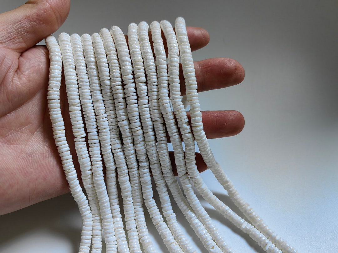 White Heishi Shell Beads, Irregular Shell Rondelle Beads, 5mm 6mm Shell ...