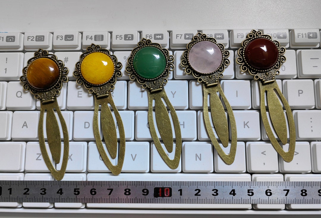 31x82mm Gemstone Bookmarks, Agate Bookmarks, Antique Bronze Metal ...