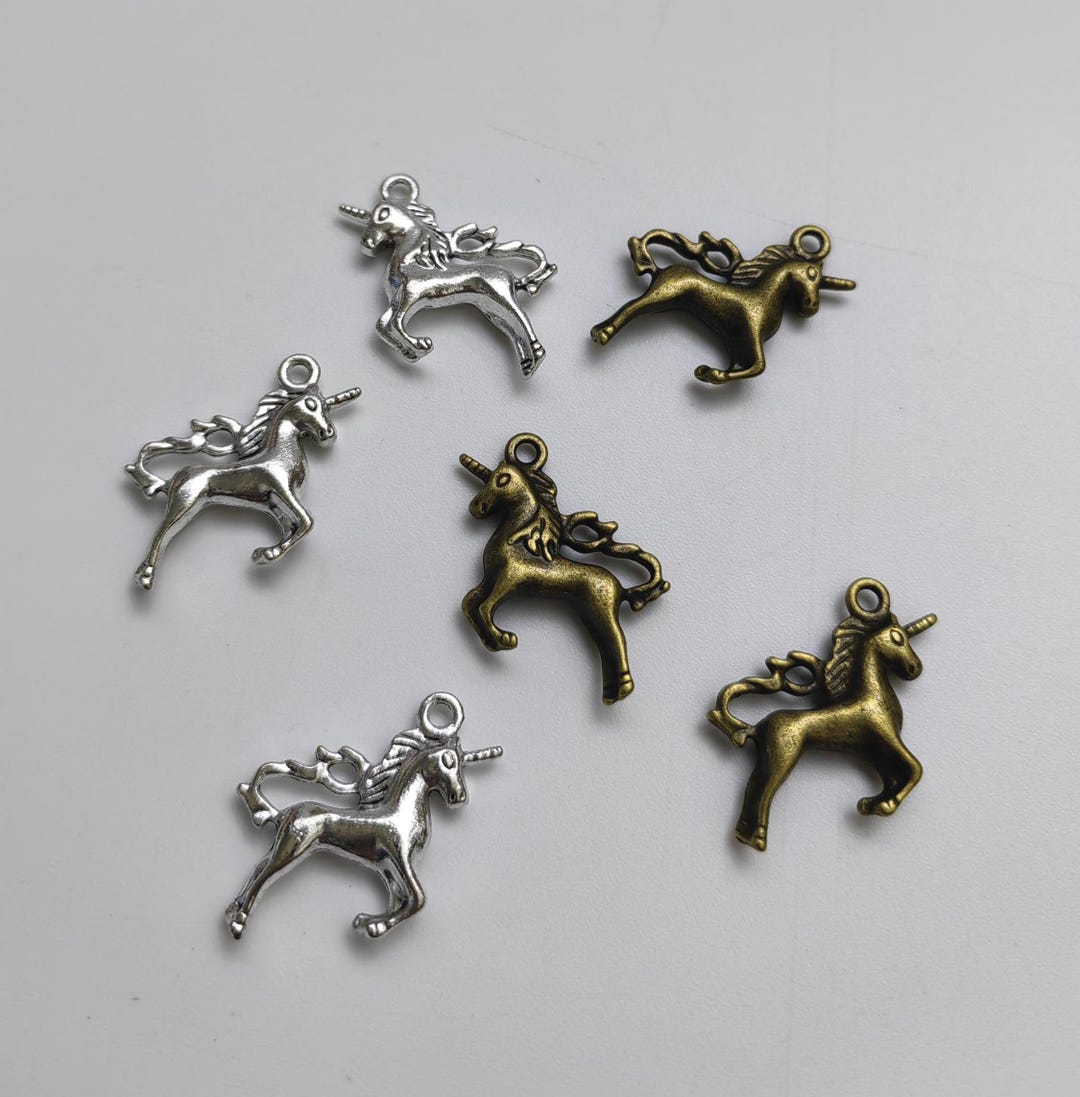 20 Pcs Double Sided Unicorn Charms Pendants, 23x20mm Antique Silver ...