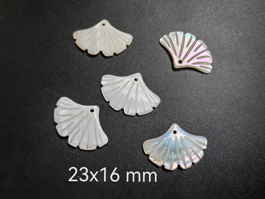 White Mother of Pearl Fan Shaped Charms, 23x16mm Pearl Shell Carved Fan ...