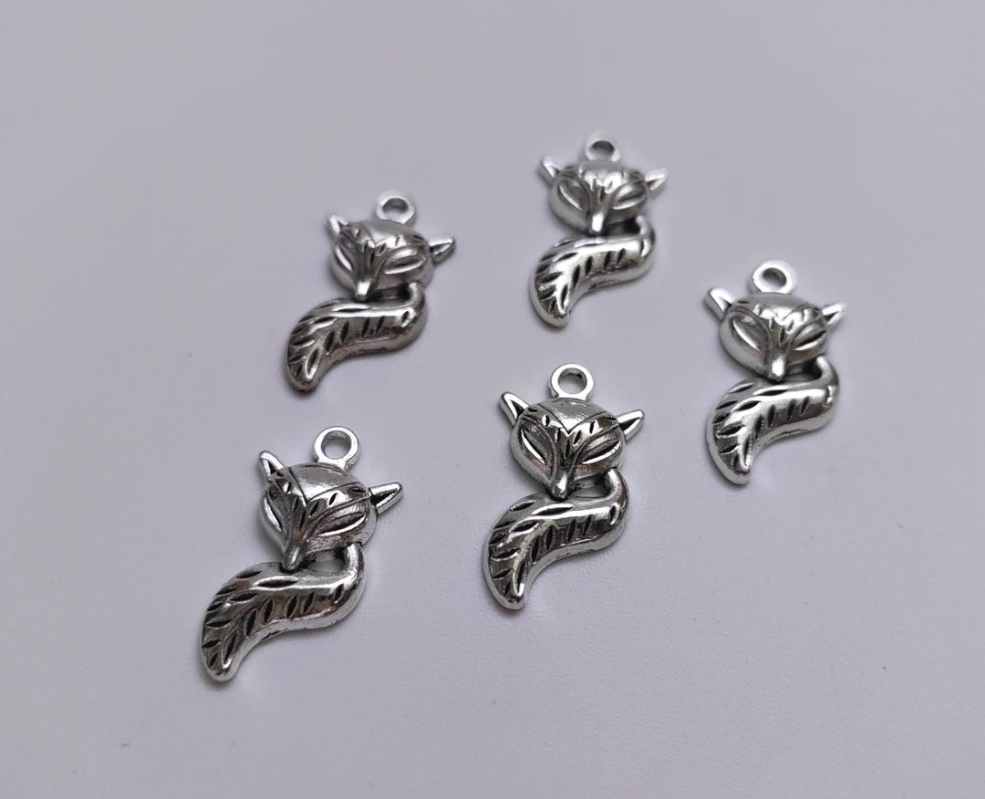 30 or 50pcs Antique Silver Fox Charms, 13x24 Mm Metal Fox Charms ...