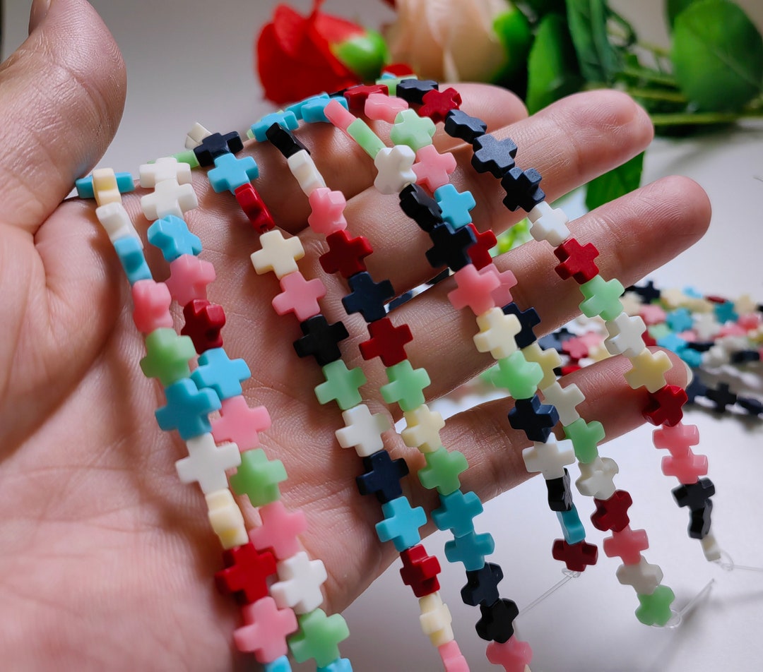 Multicolor Composite Resin Cross Beads, 8mm Cross Spacer Beads, Hole 1 ...