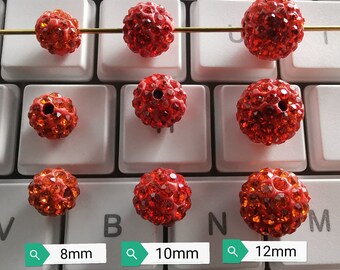 8mm 10mm Red Disco Ball Beads micro Pave Crystalrhinestone - Etsy