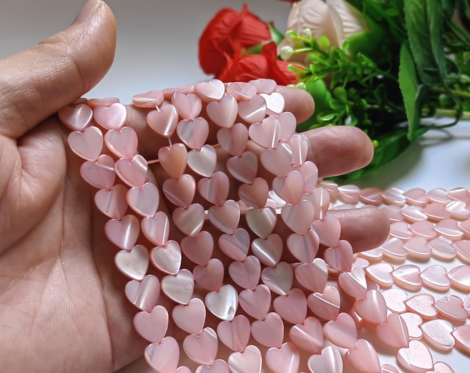 Dyed Mother of Pearl Heart Shape Beads, Pink Loving Heart Shell Beads ...