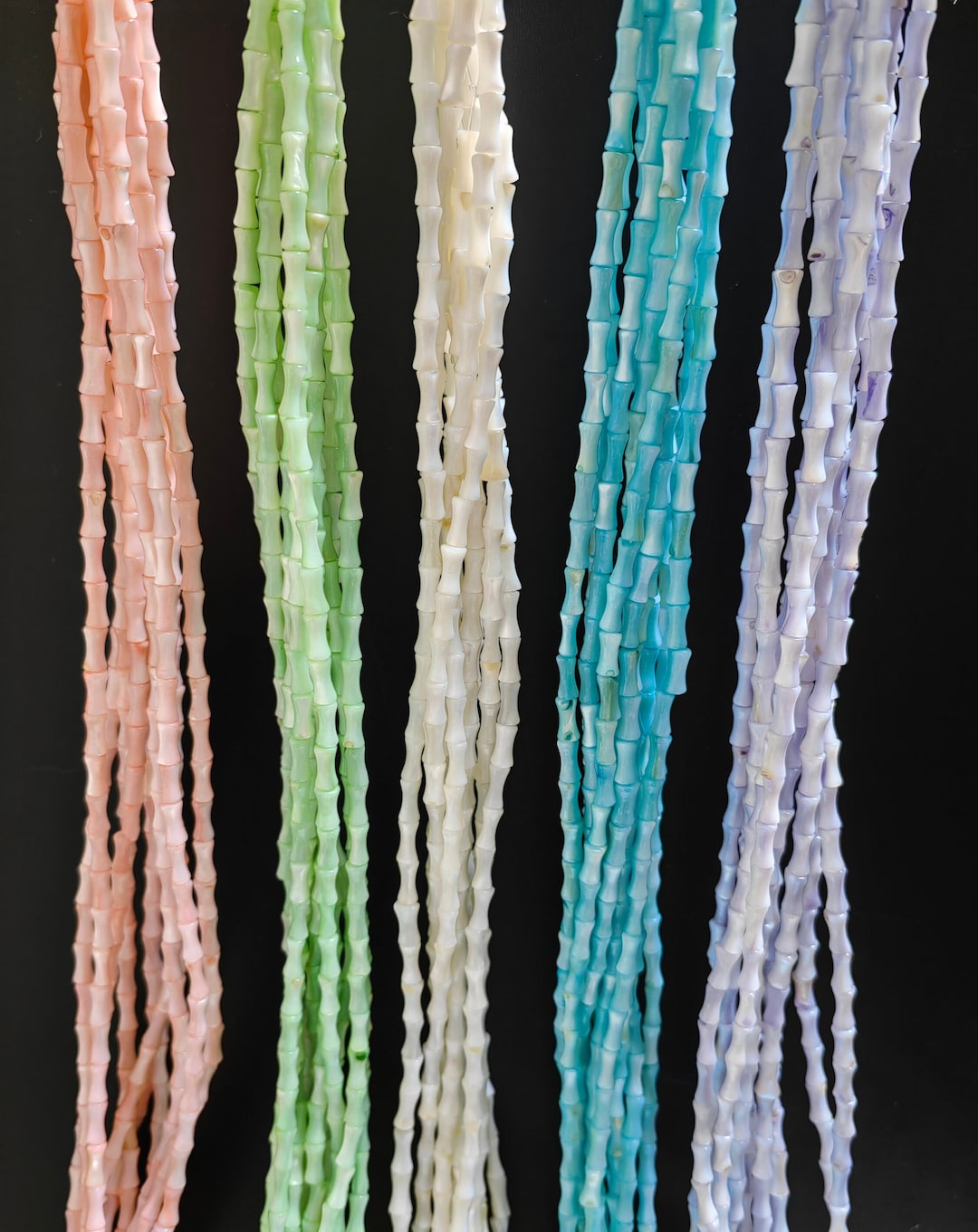 5 Colours Mother of Pearl Bamboo Tube Shape Beads, 4x8mm Mini Pearl ...