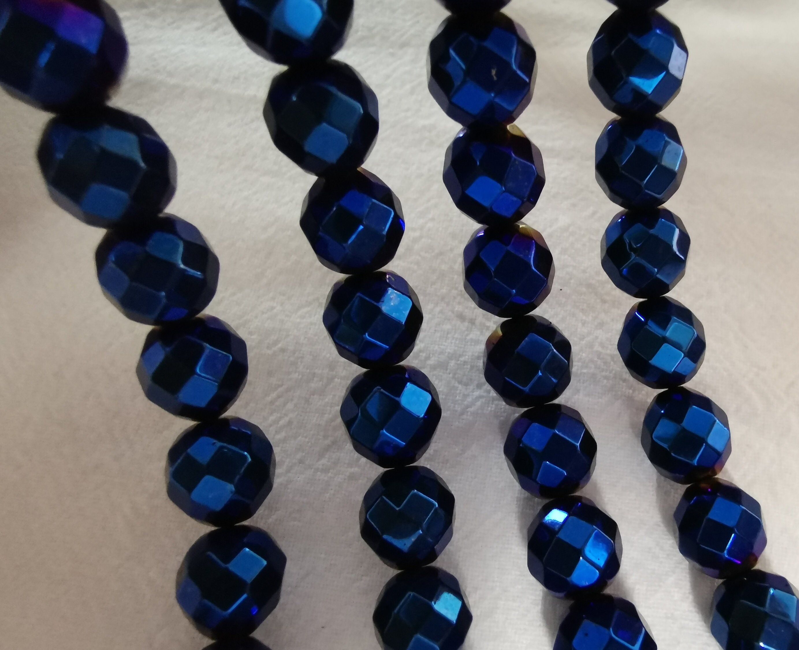 1 Full Strand Faceted Hematite Round Beads, Blue Hematite Beads ...