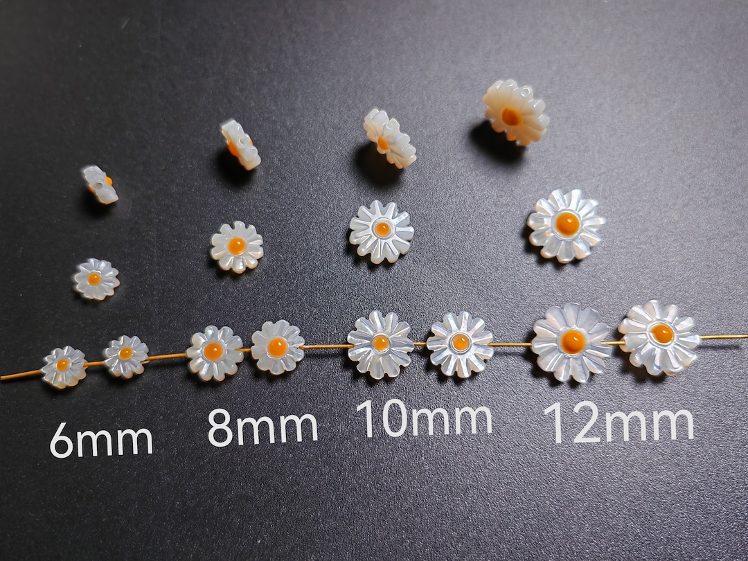 Mother of Pearl Flower Sunflower Beads, 6mm 8mm 10mm 12mm Double Sided ...