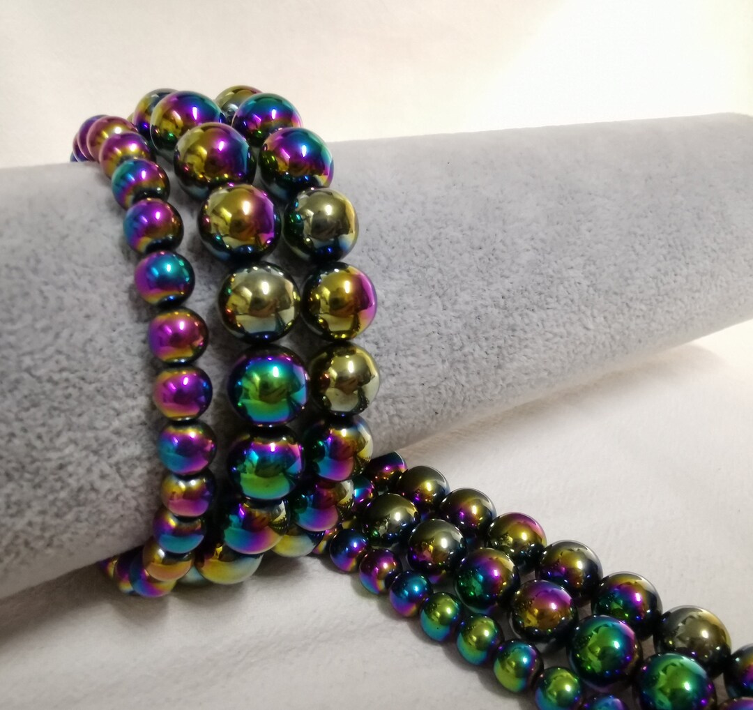 1 Full Strand Rainbow Hematite Round Beads, Smooth Hematite Beads ...