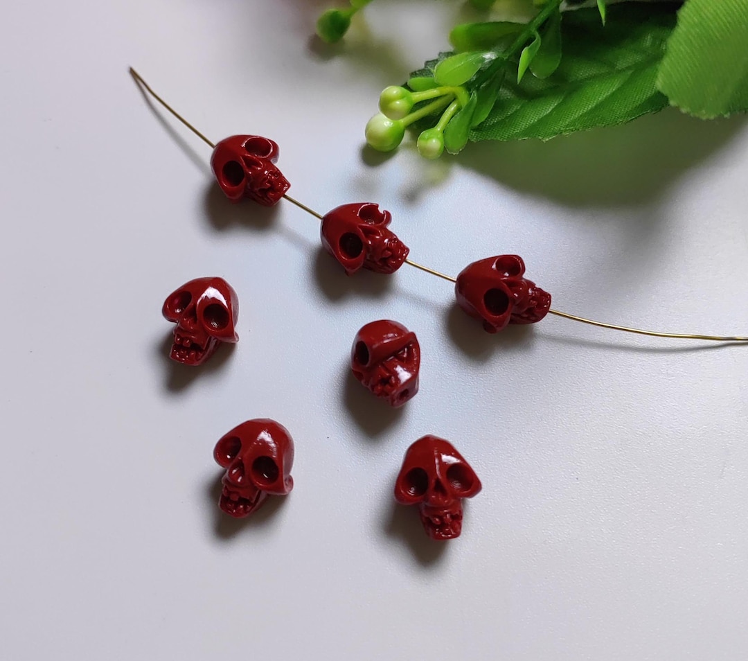 Composite Resin Coral Skull Head Beads, 11x14mm Skull Head Beads, Goth ...