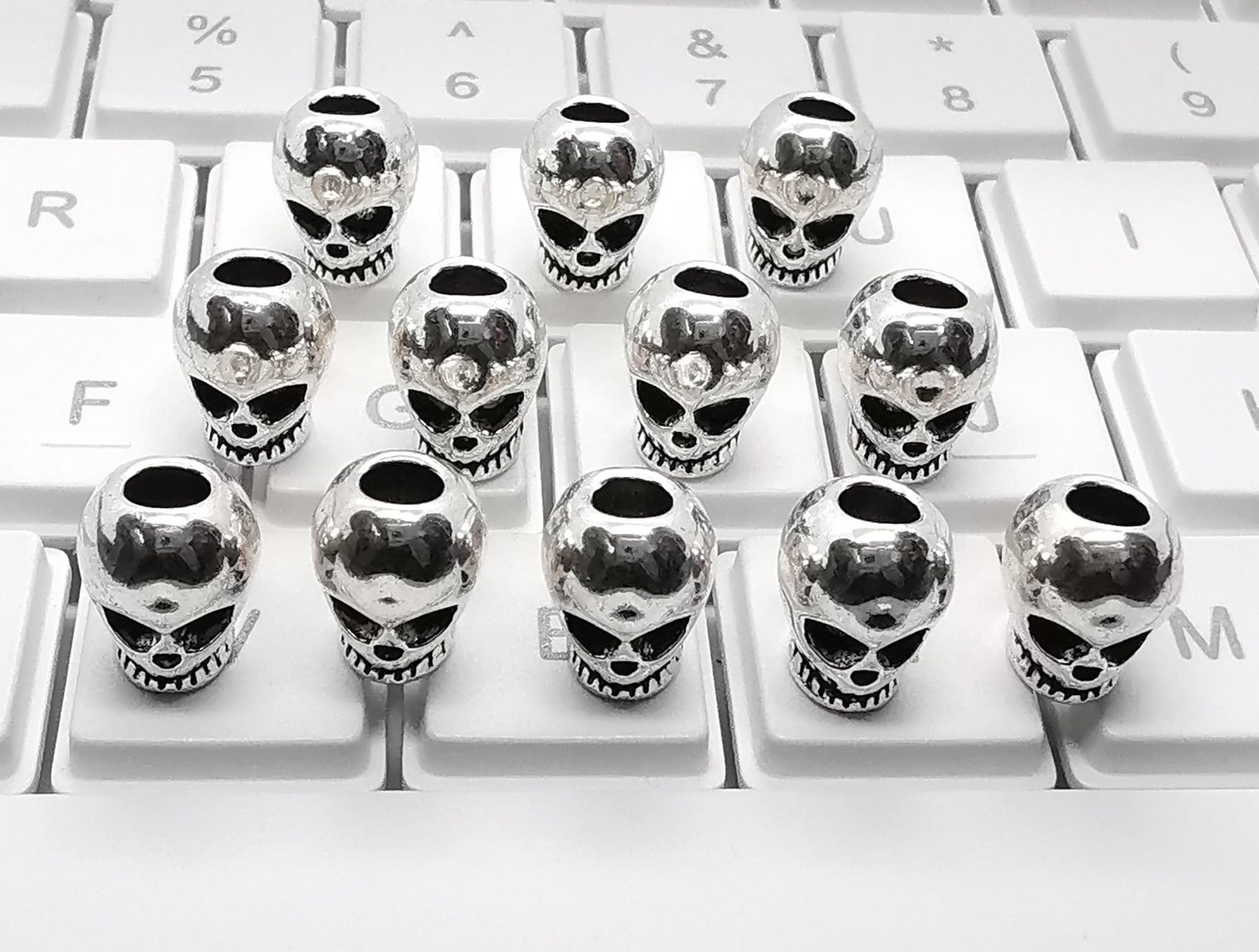 20pcs Antique Silver Skull Head Beads Large Hole Metal Skull - Etsy