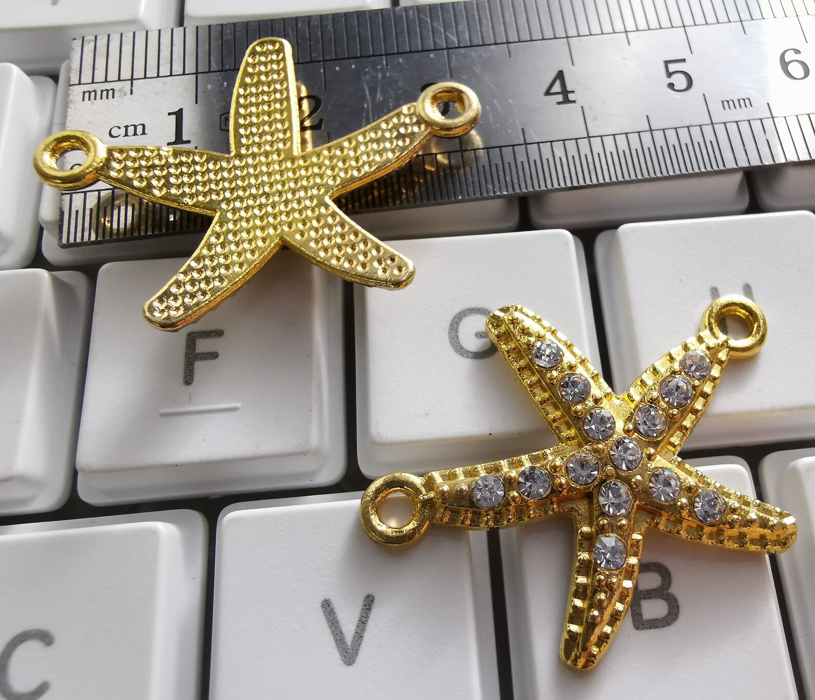 10 Pcs Clear Rhinestone Starfish Connector, Metal Starfish Pendants ...