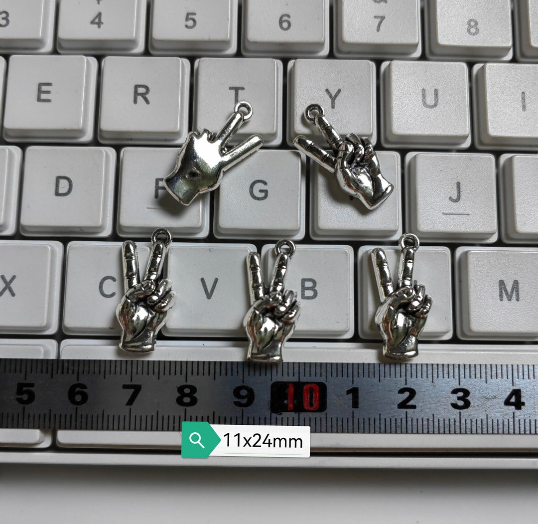 30pcs Antiqued Silver Peace Hand Sign Charms, 11x24mm Sign Language ...