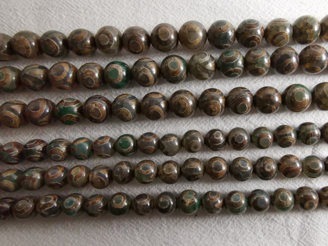 1 Full Strand Tibetan Agate Round Beads Eye Agate Beads | Etsy