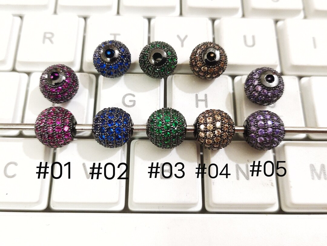 CZ Micro Pave Zircon Round Ball Beads, CZ Pave Ball Spacer Beads, 10mm ...
