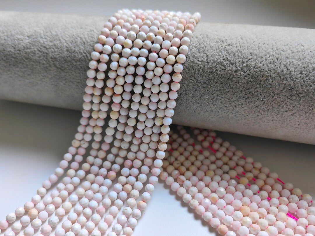 4mm Faceted Queen Conch Shell Beads, Pink Queen Conch Shell Round Beads ...