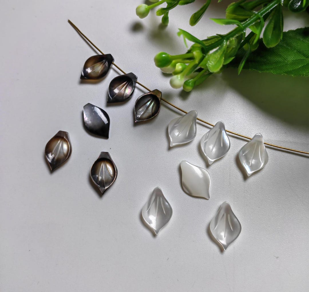 10x15 Mm Mother of Pearl Flower Petal Charms, White Pearl Shell Carving ...