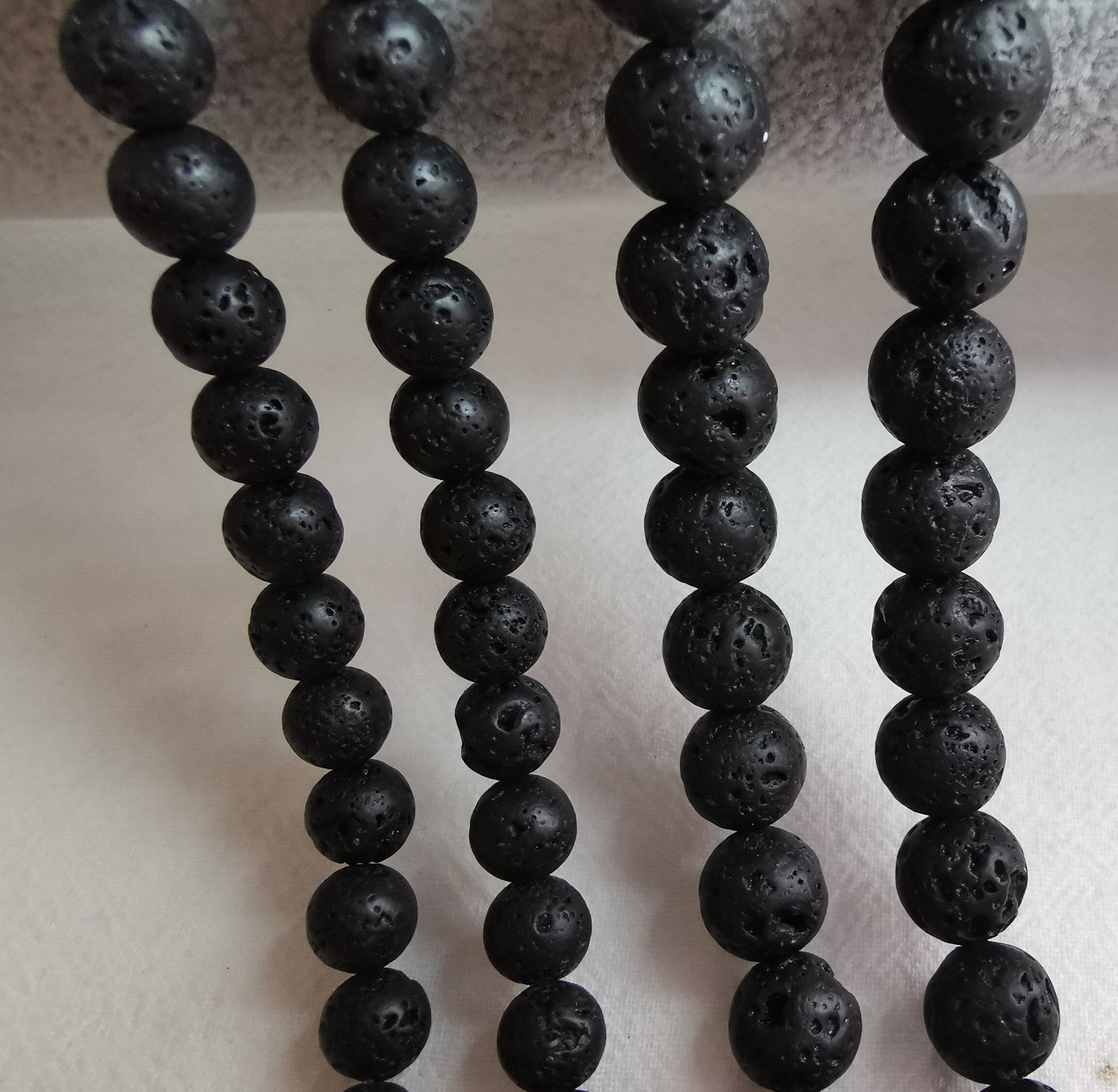 15.5 Full Strand Black Round Lava Beads Volcano Lava | Etsy