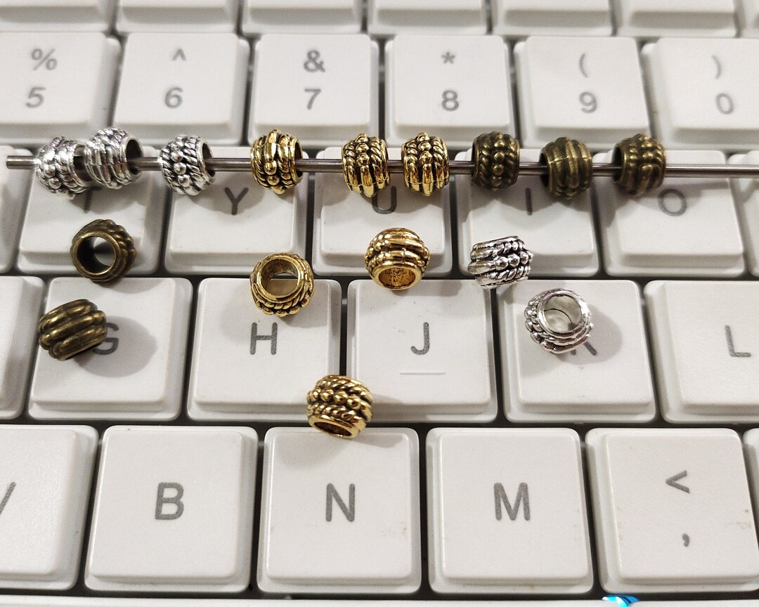 50 or 100 Pcs Large Hole Spacer Beads, Antique Silver ,antique Gold ...